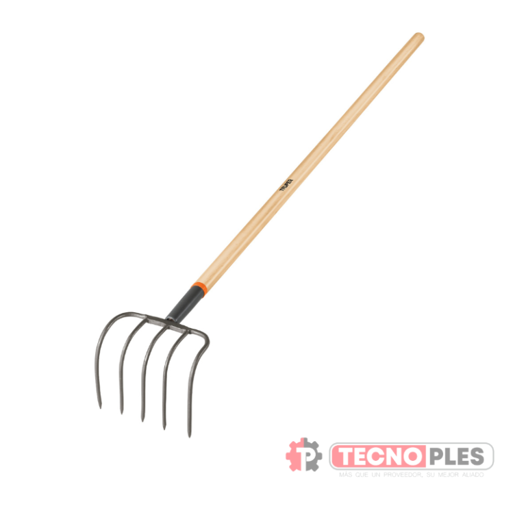 Rastrillo forjado para jardín 5 dientes, mango de 60″ – Truper 101543 ...