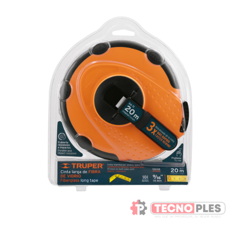 Cinta métrica fibra de vidrio 20mt, Truper 12638 – Tecnoples SAS