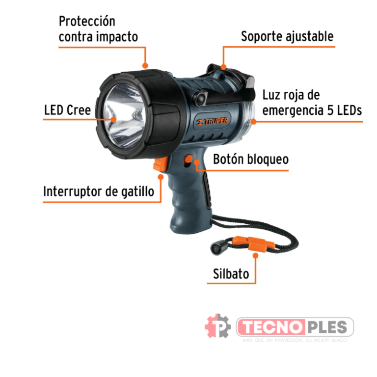 Linterna LED recargable, 300 Lúmenes, Truper 12983 – Tecnoples SAS