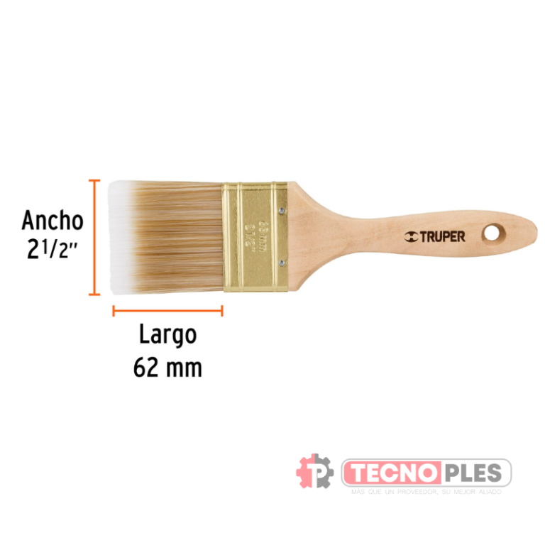 Brocha cerdas sintéticas 2-1/2″ corte recto – Truper 13345 – Tecnoples SAS
