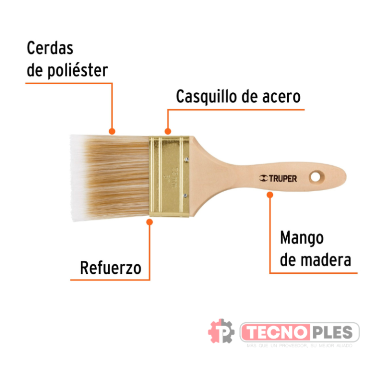 Brocha cerdas sintéticas 3″ corte recto – Truper 13346 – Tecnoples SAS