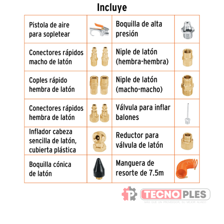 Juego de 15 piezas para compresor de aire-Truper 19094 – Tecnoples SAS