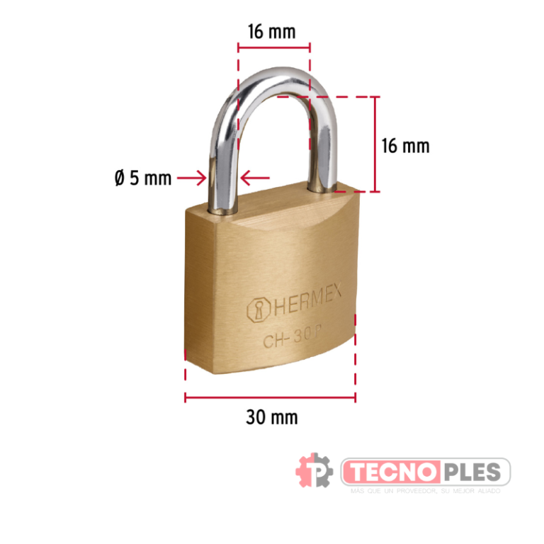 Candado de hierro color latón 30 mm, corto, caja – Hermex 23522 ...