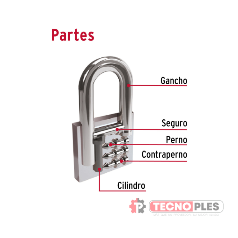 Candado de hierro 38 mm gancho largo en caja – Hermex 43323 – Tecnoples SAS