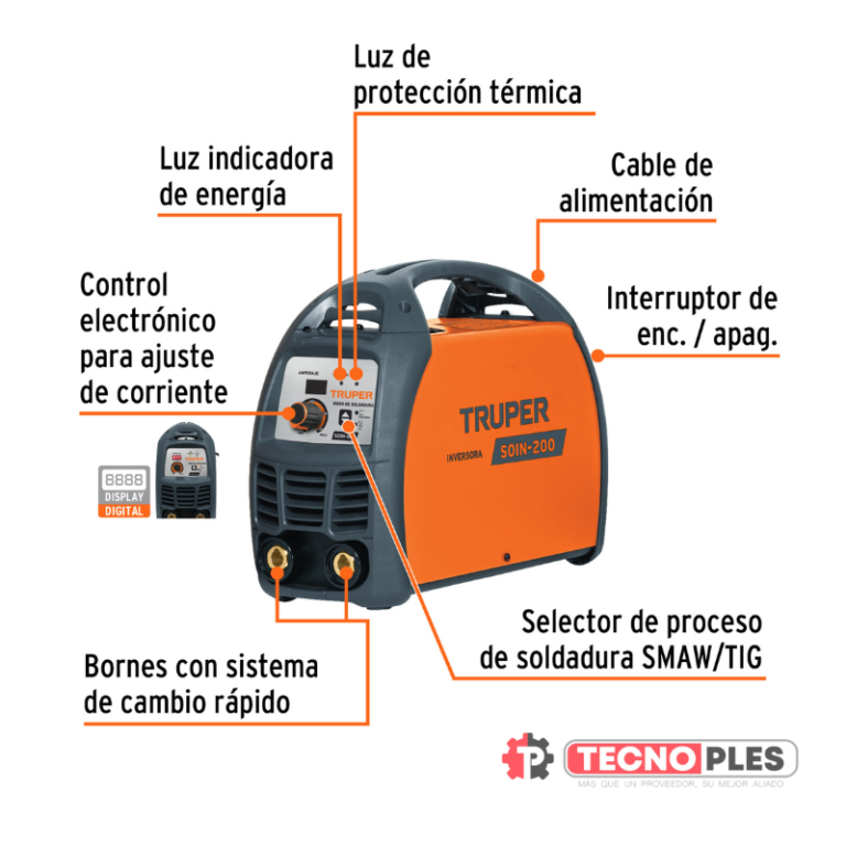 Soldadora inversora bi-voltaje 200 A, 127 V/220 V, Truper 16053 ...