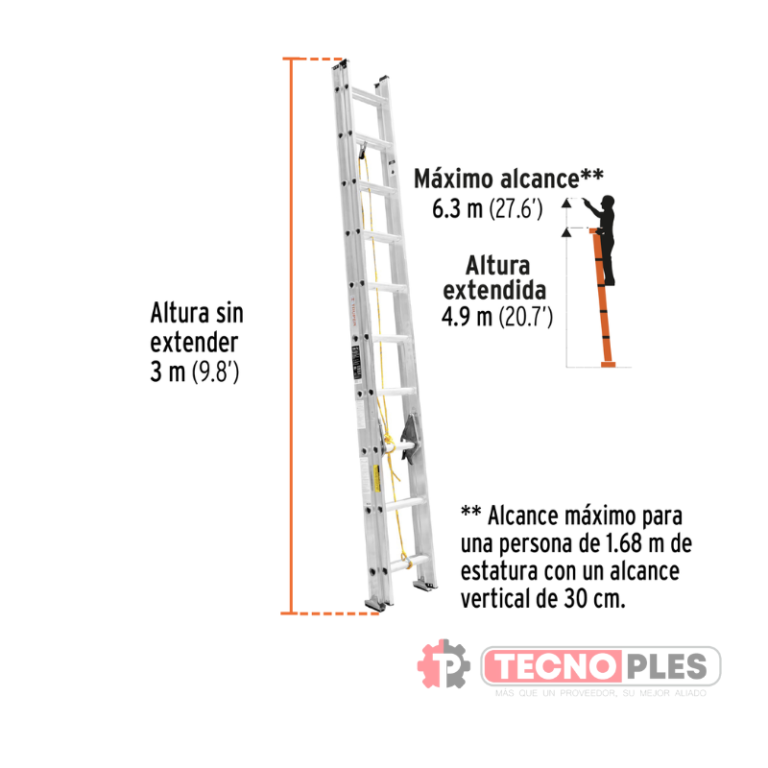 Escalera de extension, 20 peldaños Truper 16027 – Tecnoples SAS